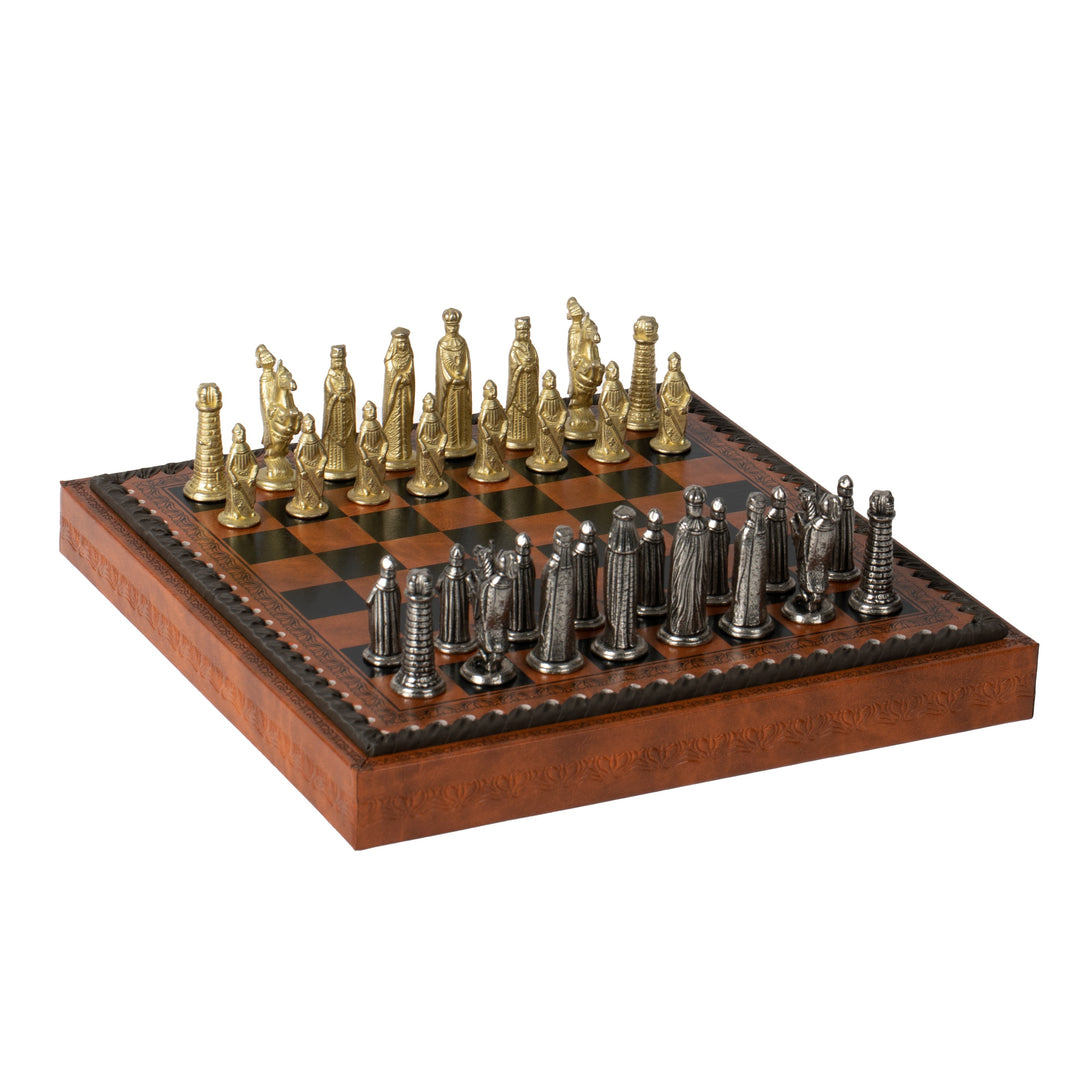 Medieval Style Metal Chess Set With Beautiful Leatherlike Box – Hobby.lt 🇬🇧